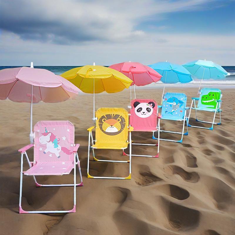 Portable Foldable Kids Beach Chair with Sunshade Umbrella - Cute Design ...