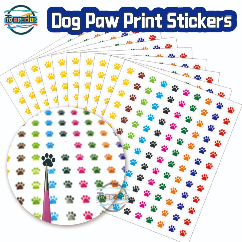 6000pcs Colorful Self-Adhesive Dog Paw Stickers - 9.5mm Pet Labels for ...