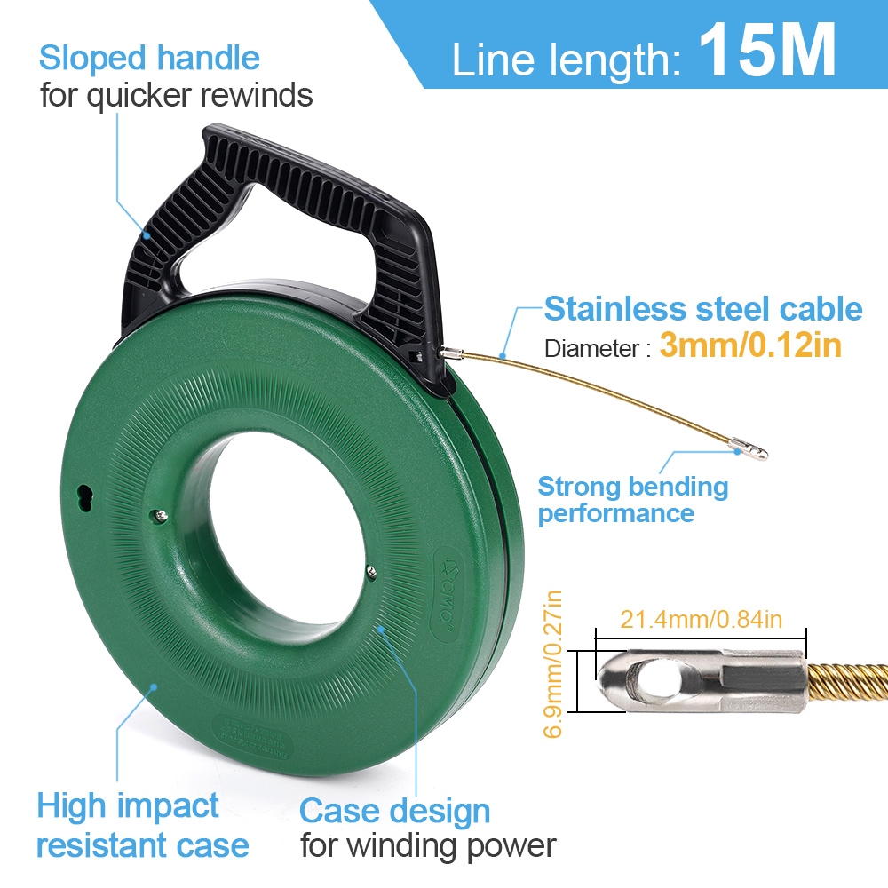 3MM Cable Push Puller Tape Reel Conduit Ducting Rodder Pulling Wire Aid ...