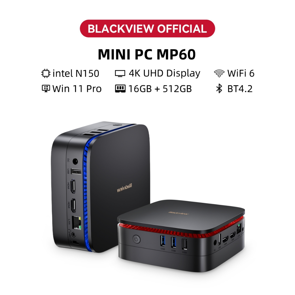 Blackview MP60 Mini PC Intel N150 16GB DDR4 + 512GB SSD Mini Desktop Computer 4K UHD Windows 11 ...