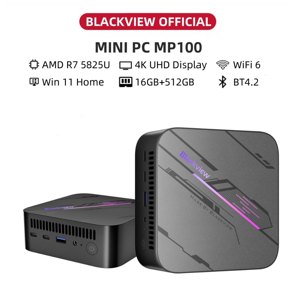 Blackview Mini PC MP100 AMD R7 5825U Mini PC 8-Core 16-thread 16GB/32GB+512GB/1TB SSD Mini ...
