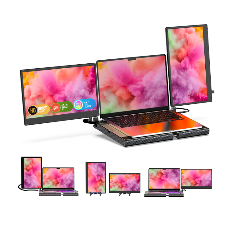 Triple Monitor for Laptop 14'' 1080P Portable Laptop Screen Extender ...