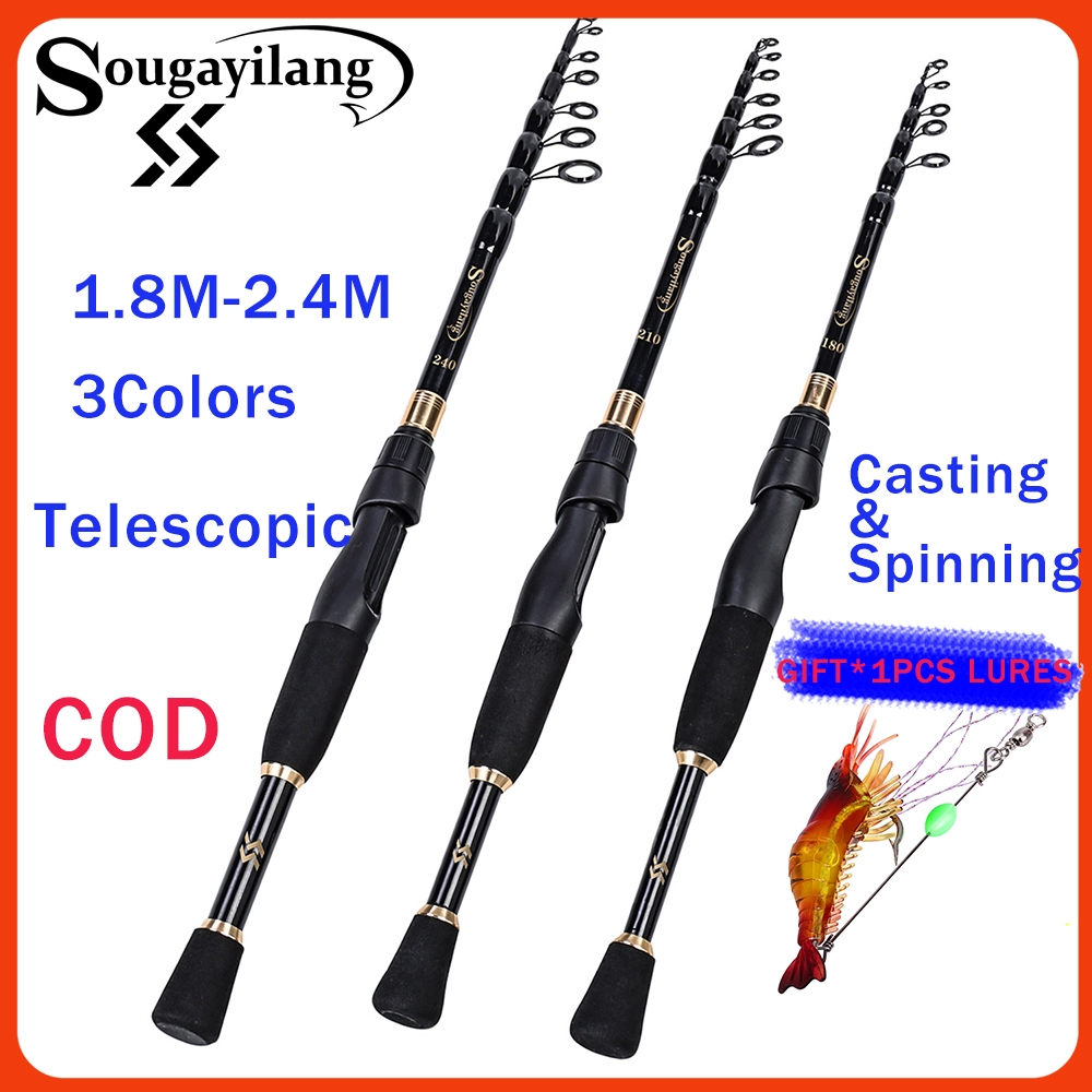 Sougayilang Ultralight Fishing Rod 1.8m 2.1m 2.4m Carbon Fibre Spinning Casting Fishing Rod ...