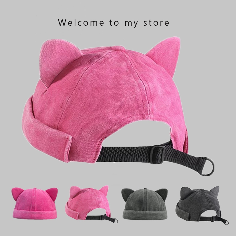 Cat's ears Beanies cap for women fashion washing brimless cap for men ...