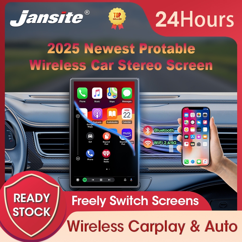 Jansite 7 Inch Portable Rotating Dash Cam Carplay Voice Control Touch ...