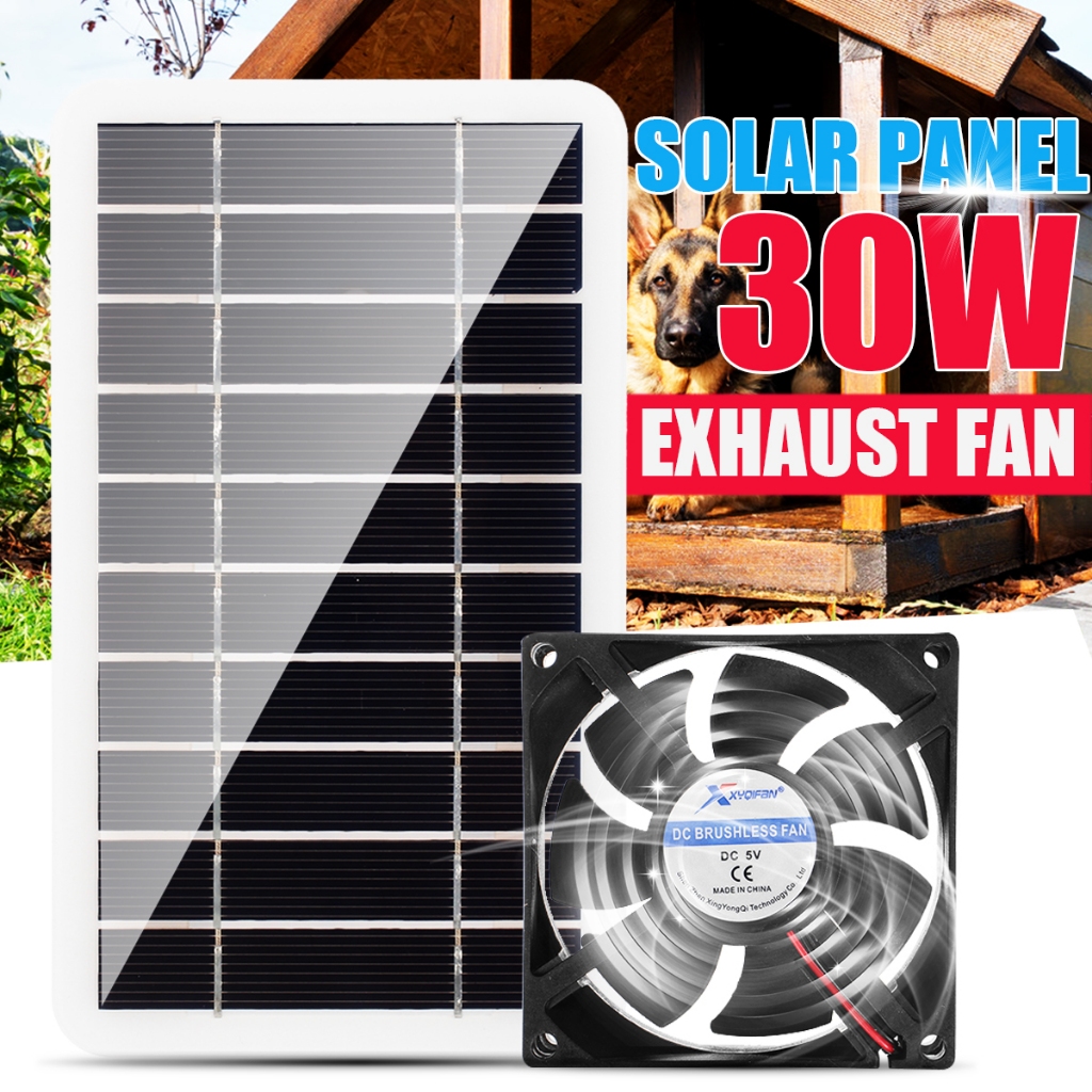 30W 5V Solar Fans IP65 Waterproof Solar Panel Exhaust Fans Regulate ...