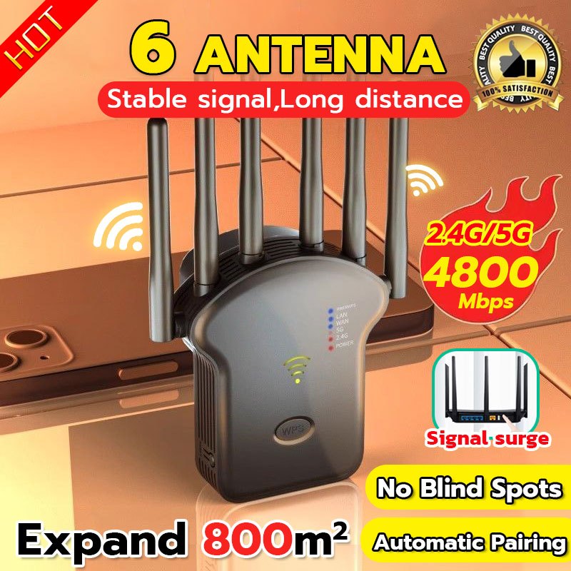⚡️200% speed increase⚡️New 6/8 Antennas 2.4G/5G WiFi Repeater 1200Mbps ...