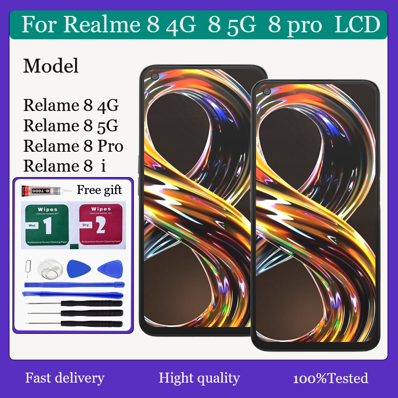Original AMOLED For Realme 8 4G 8 5G 8i 8 Pro LCD Display Touch Screen ...