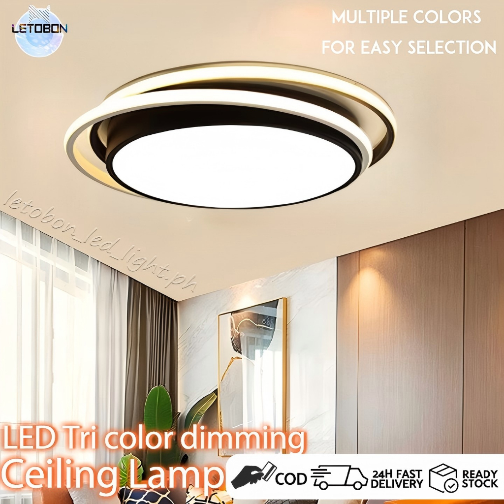 LETOBON Tri color ceiling light LED modern bedroom living room light ...