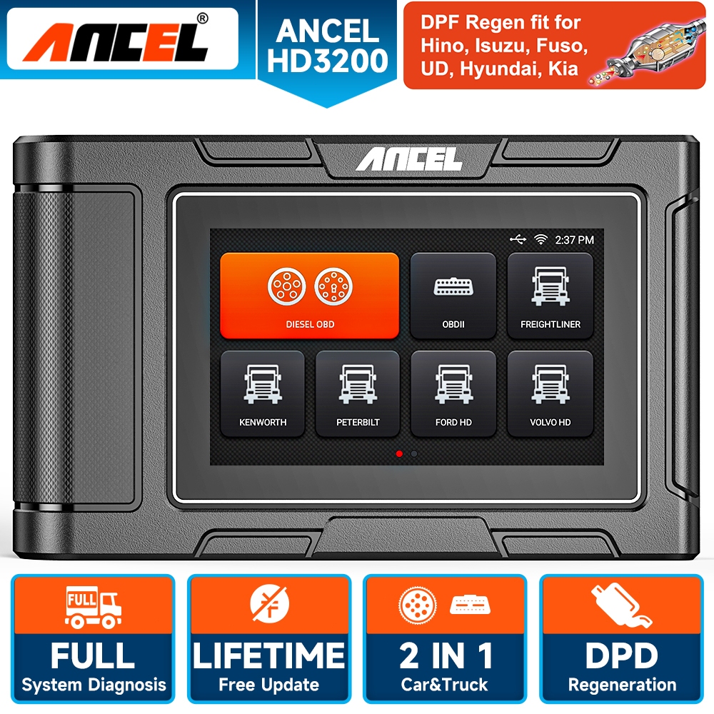 ANCEL HD3200 24V Heavy Duty Truck Car 2 in 1 Enhanced OBD2 Scanner DPF ...