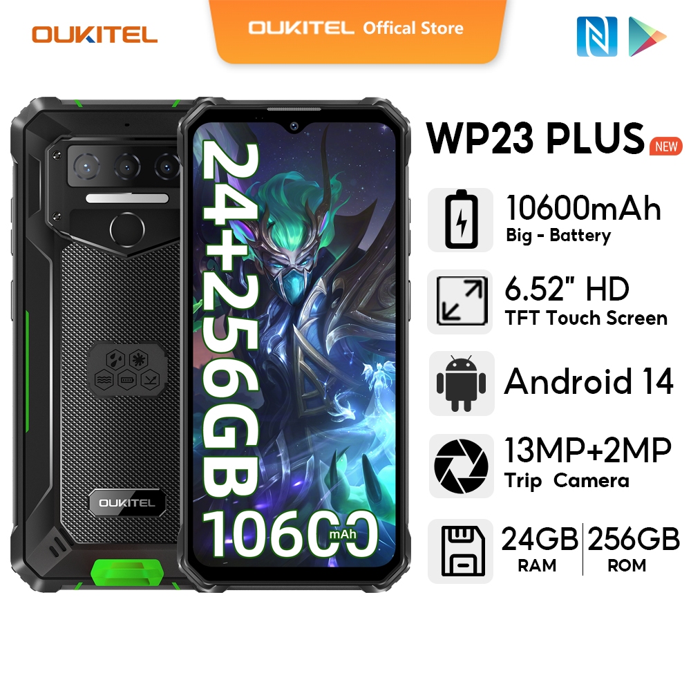 OUKITEL WP23 PLUS 24GB+256GB 10600mAh Big battery Mobiles 6.52“ HD Screen 13MP+2MP Camera ...