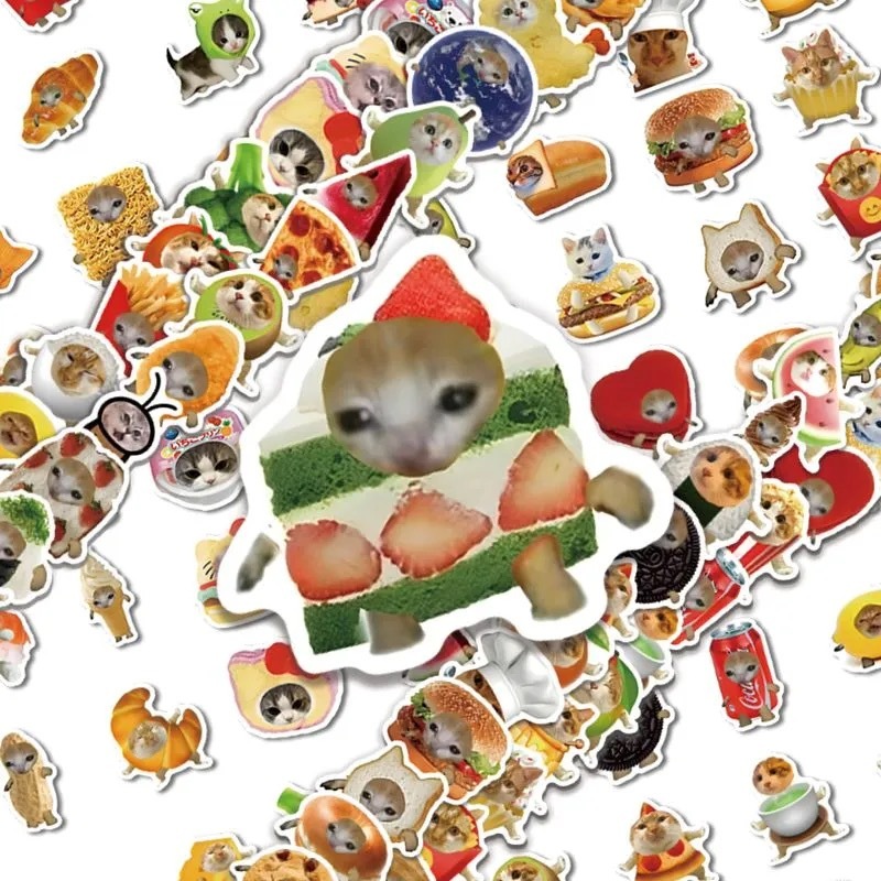 75/150 funny cat MEME stickers with vegetables and fruits,creative ...