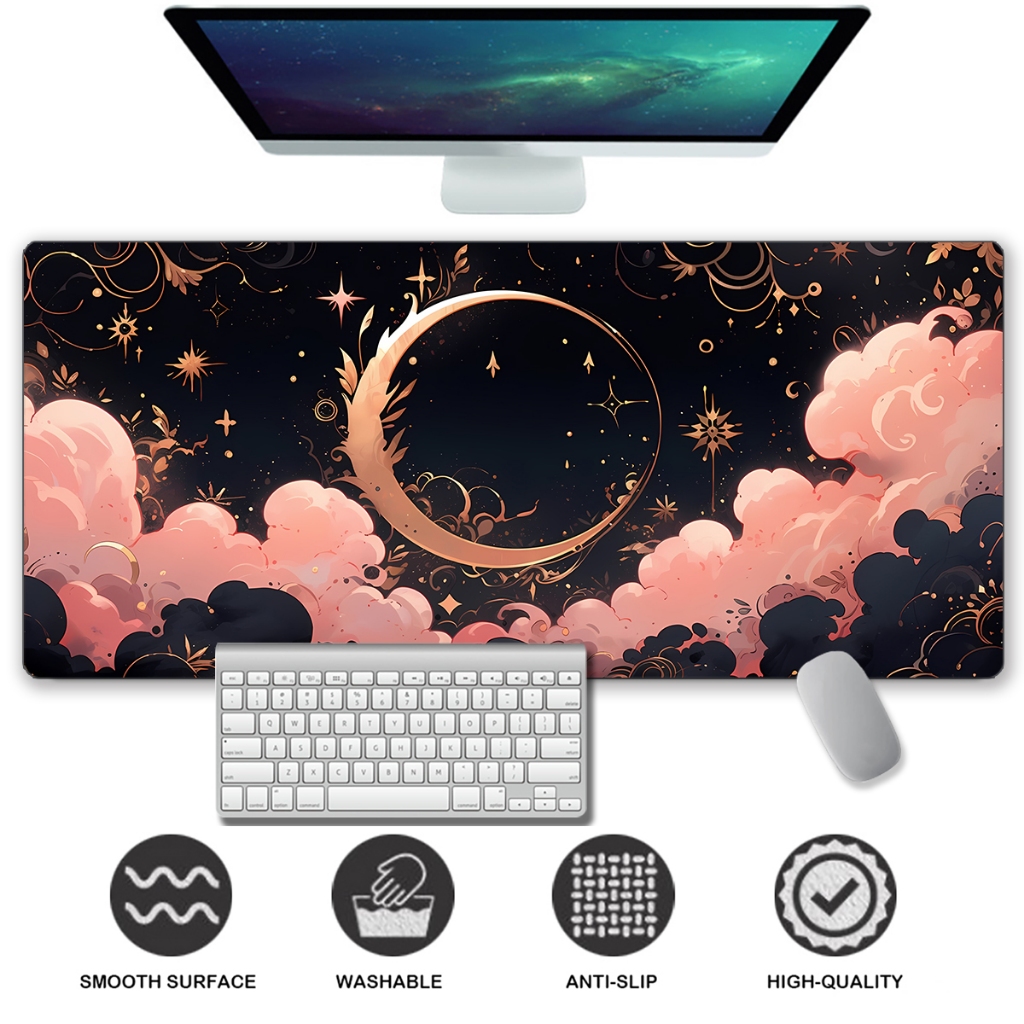 Kawaii Celestial Cresent Moon Desk Mat Gaming Mouse Pad Large Mousepad ...