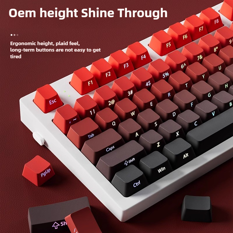 Red Black Gradient Front Carving Through Light Keycap Stabilizer 6.25u ...