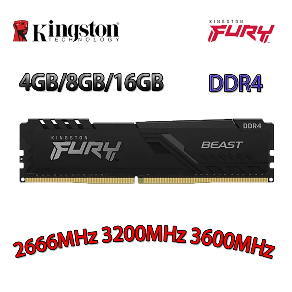 Kingston HyperX Fury Beast DDR4 RAM 4GB 8GB 16GB DDR4 2666/3200/3600MHz Desktop Memory PC RAM ...