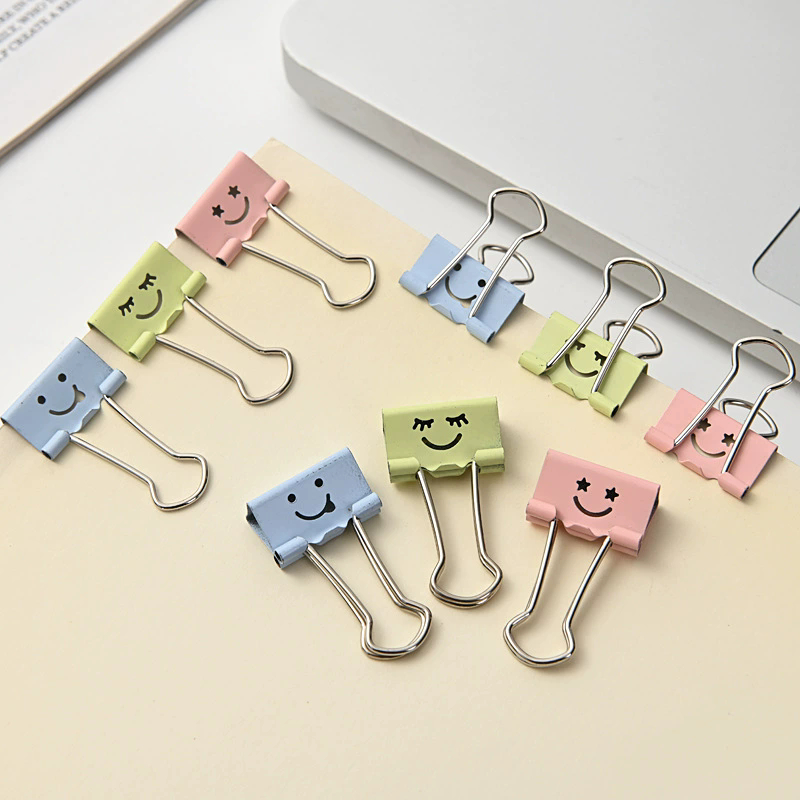 5/10pcs Kawaii Smile Face Metal Binder Clips Hollow Paper Clips ...