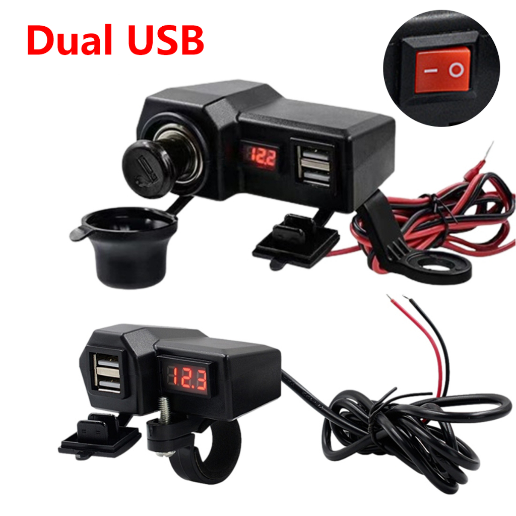 Motorcycle Dual USB Quick Charger Socket 3.4A Lighter 10-24V Outlet ...