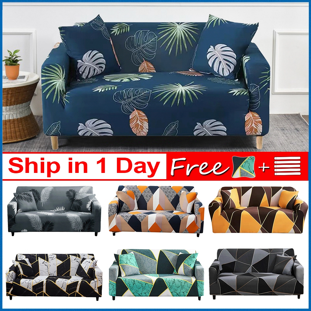 【PH READY STOCK】Sofa Cover Printed 1 2 3 4 Seater L Shape Elastic Couch ...