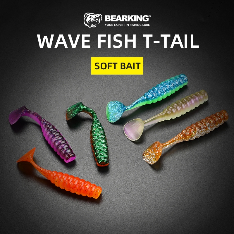 BEARKING PVC 42mm 60mm Soft Bait Fishing Lure Artificial Bait Silicone Worm Shad Saltwater Bass ...