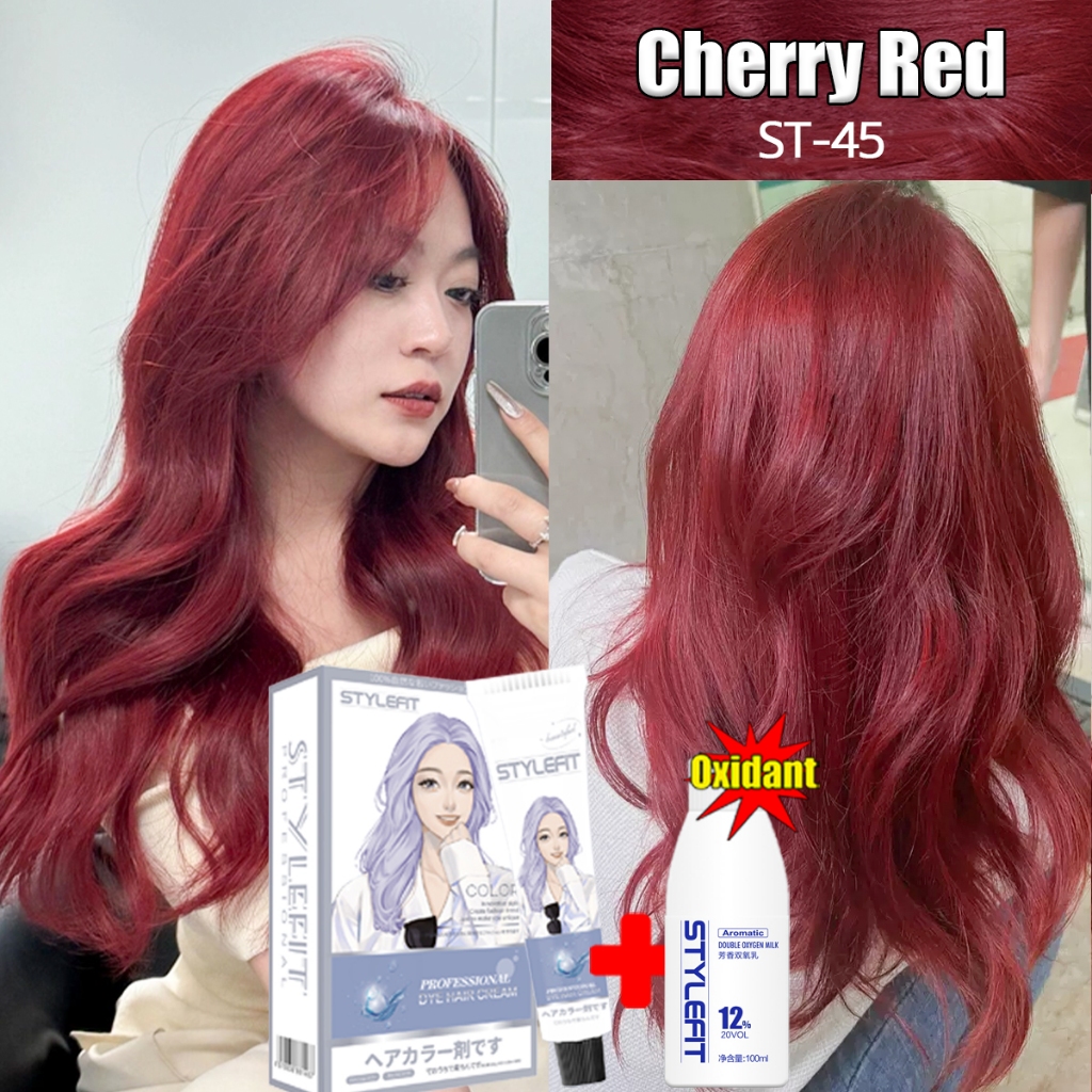 STYLEFIT Cherry Hair Color (100ml Hair Dye + 100ml Oxidant) / Red Hair ...