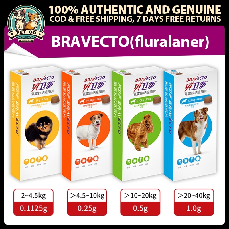Bravecto Chewable Tablets for Dogs Anti Tick & Flea 3 Months Protection 1 Tablet | Shopee ...