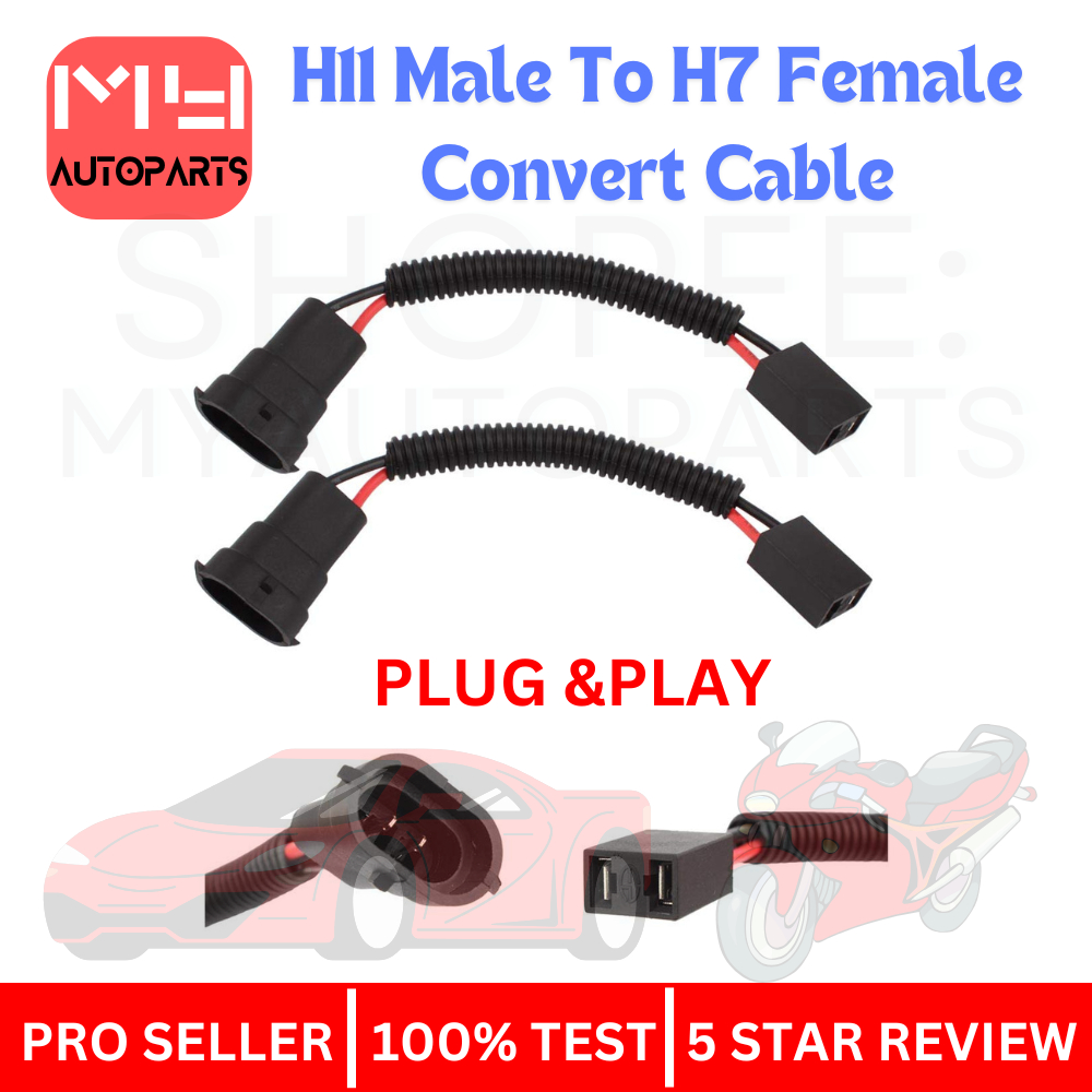 2pcs H11 headlights male plug to H7 headlights female socket adapter ...