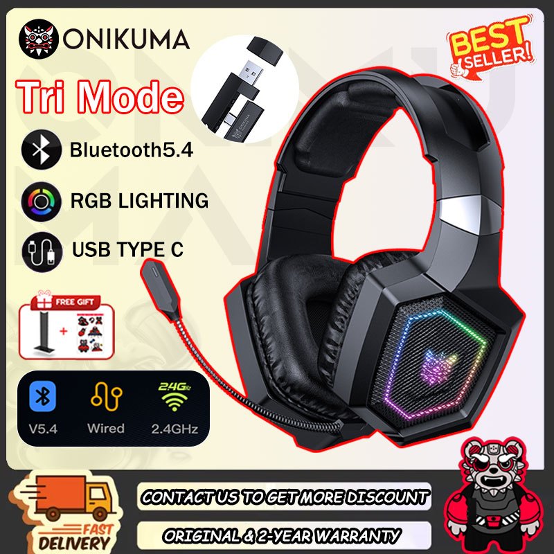 COD】ONIKUMA GT806 Gaming Headset 2.4G Bluetooth Headphone Wireless ...
