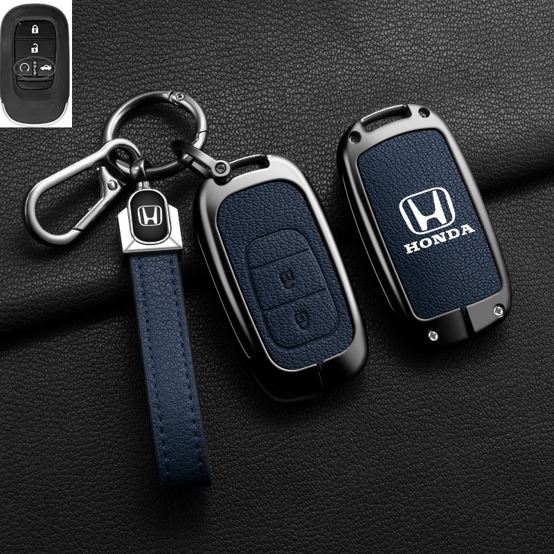 HONDA KEY COVER Zinc Alloy Leather Car Key Case Cover For Honda All-New ...