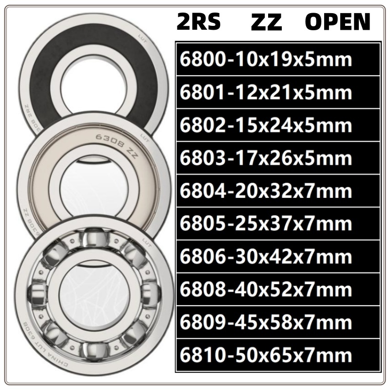 6800/6801/6802/6803/6804/6805/6806/6807/6808/6809/6810 RS ZZ 2RS rz ABEC 5 Rubber Sealed Deep ...
