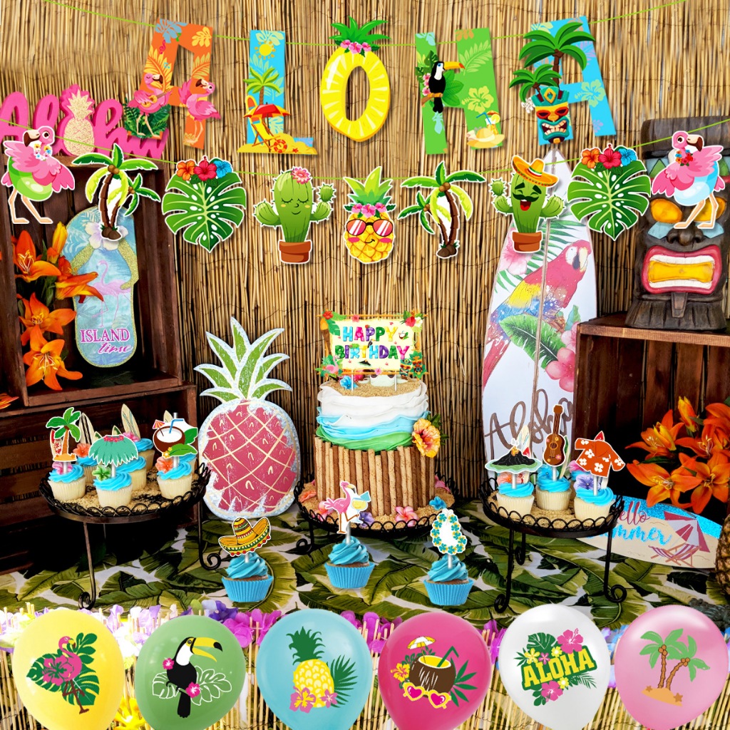 Hawaii Birthday Party Decorations for Girls Boys Flamingo Pineapple ...