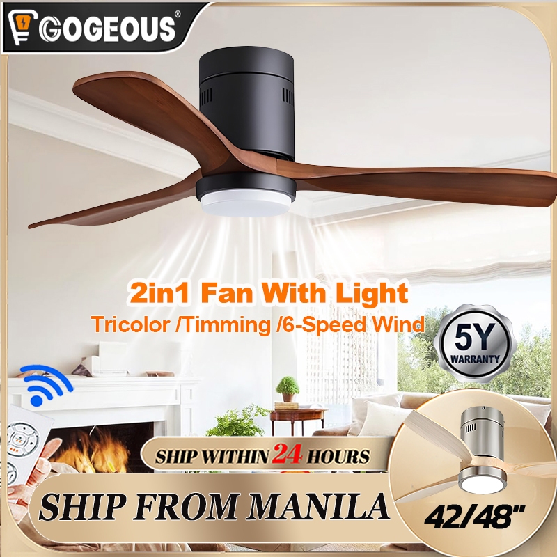 GOGEOUS nordic ceiling fan with light american style retro low floor ...