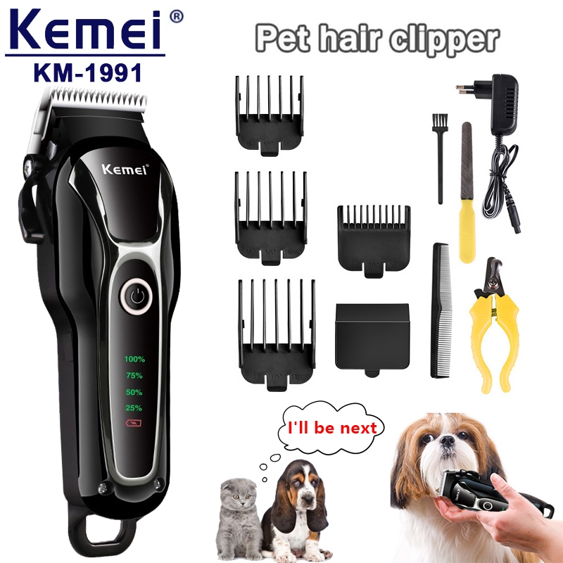 KEMEI KM-1991 Pet Dog Hair Trimmer Clipper Grooming Rechargeable ...