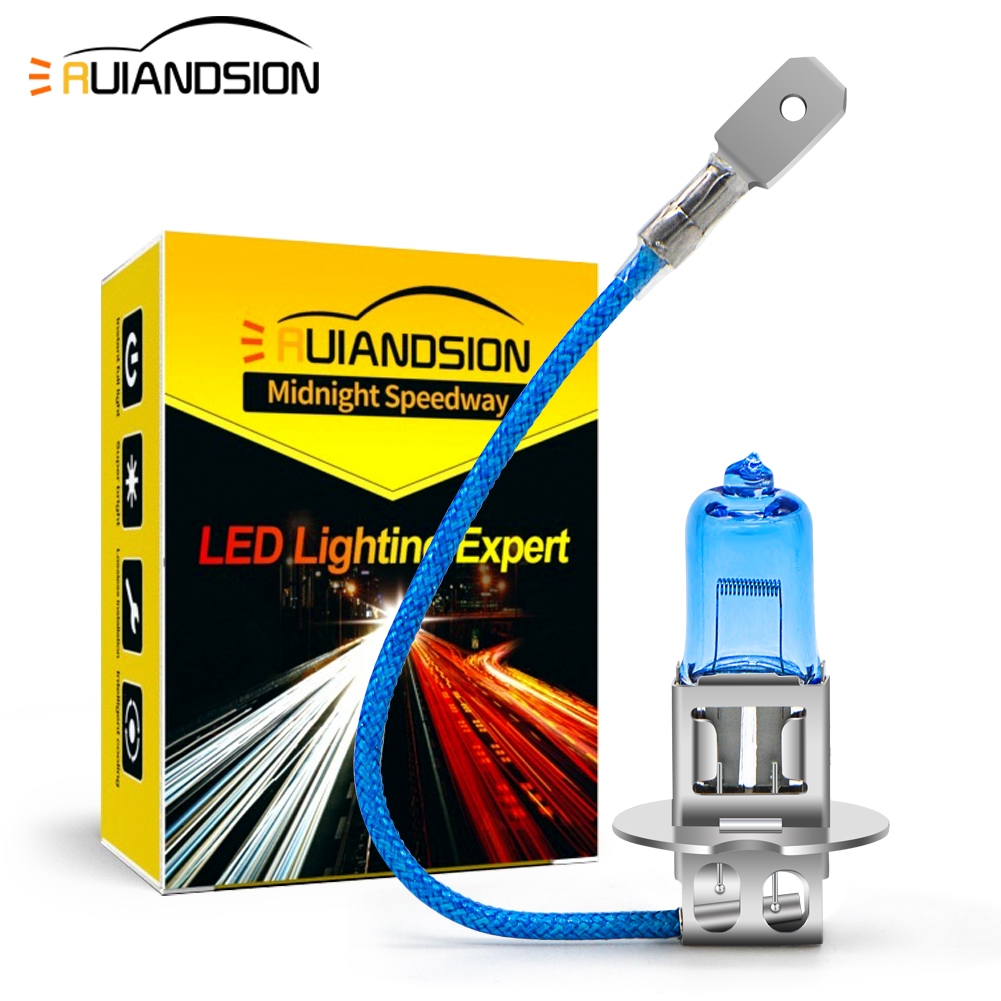 Ruiandsion 2X H3 Halogen Bulb 12V 24V For DRL Fog Light 1500LM White ...