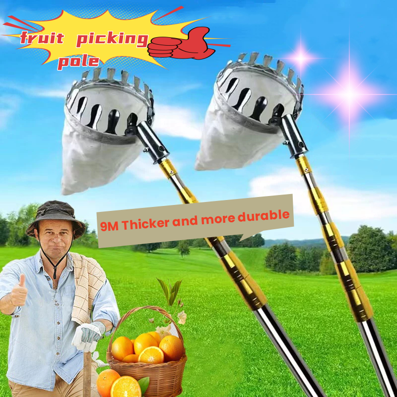 Fruit picker gardening tools and equipment stainless steel long rod ...