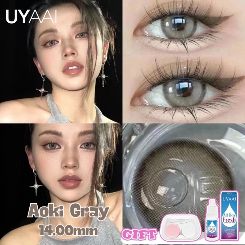 [Buy 1 Get 2 Gift] UYAAI 2pcs COLOR Contact Lens Aoki Grey Contact Lens ...