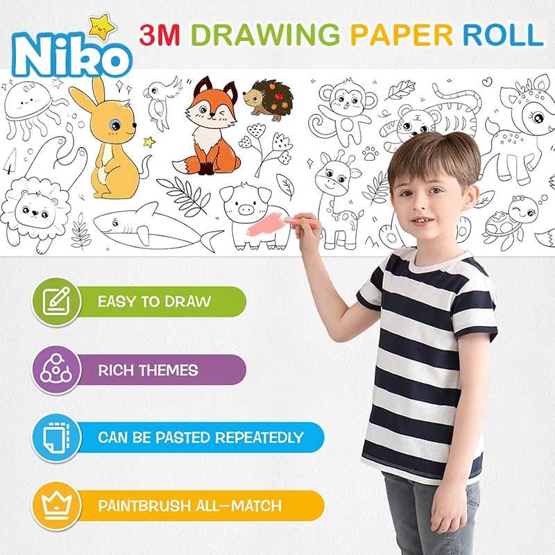 NIKO 3M Coloring Roll Painting Paper Drawing Roll Graffiti Wallpapers ...