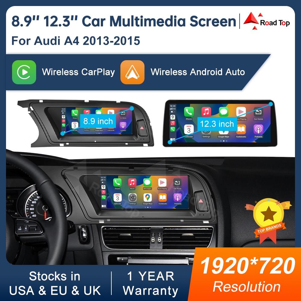 RoadTop 8.9/12.3 inch Wireless CarPlay Multimedia Ultra-thin Screen ...