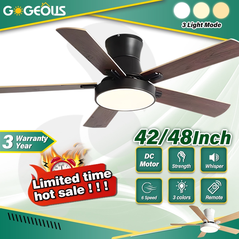 Nordic Ceiling Fan With Light With Remote 6 Speed Fan Lamp Industrial ...