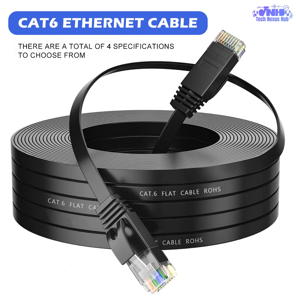 1M/10M/15M/20M Round Cat6A Flat Cat6 Internet RJ45 Ethernet LAN Cable ...