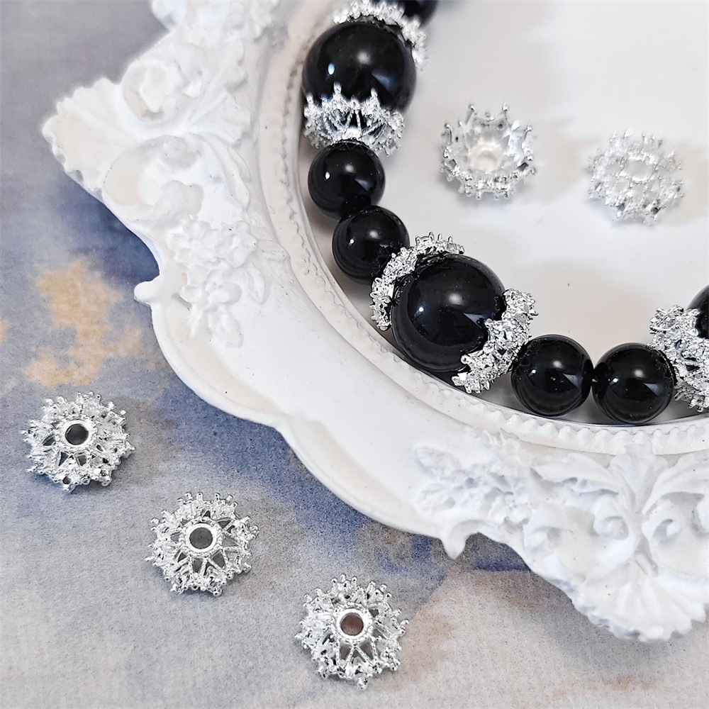 10pcs floral pattern flower bracket alloy spacer beads diy beading ...