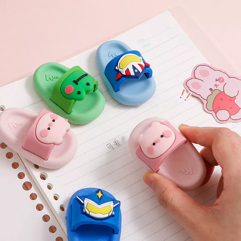 Cute Slipper Shaped Eraser Kawaii Simulation Funny Pencil Erasers ...