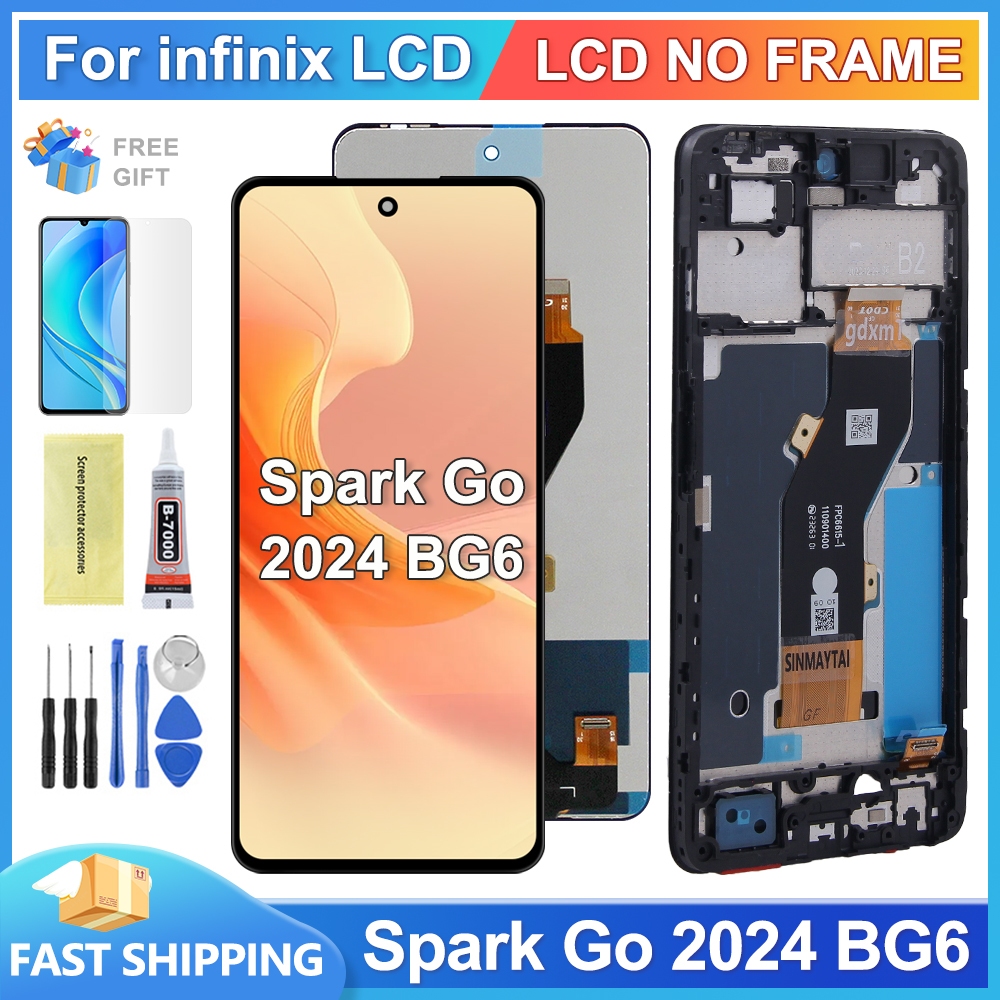 Tecno Spark Go 2024 BG6 LCD Display Touchscreen Digitizer Panel IPS LCD with Frame Replacement ...