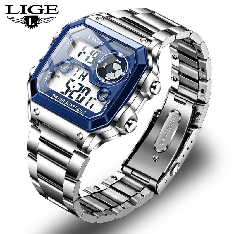 LIGE Official Watch For Men Fashion Quartz LED Digital Luminous ...