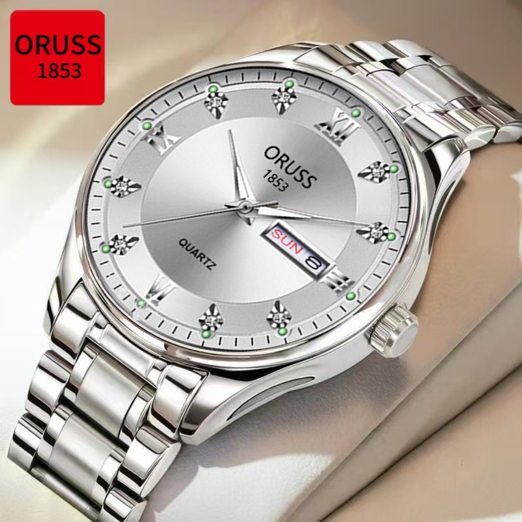[Gift][With Box]ORUSS Original Men Dual Calendar Luxury Silver ...