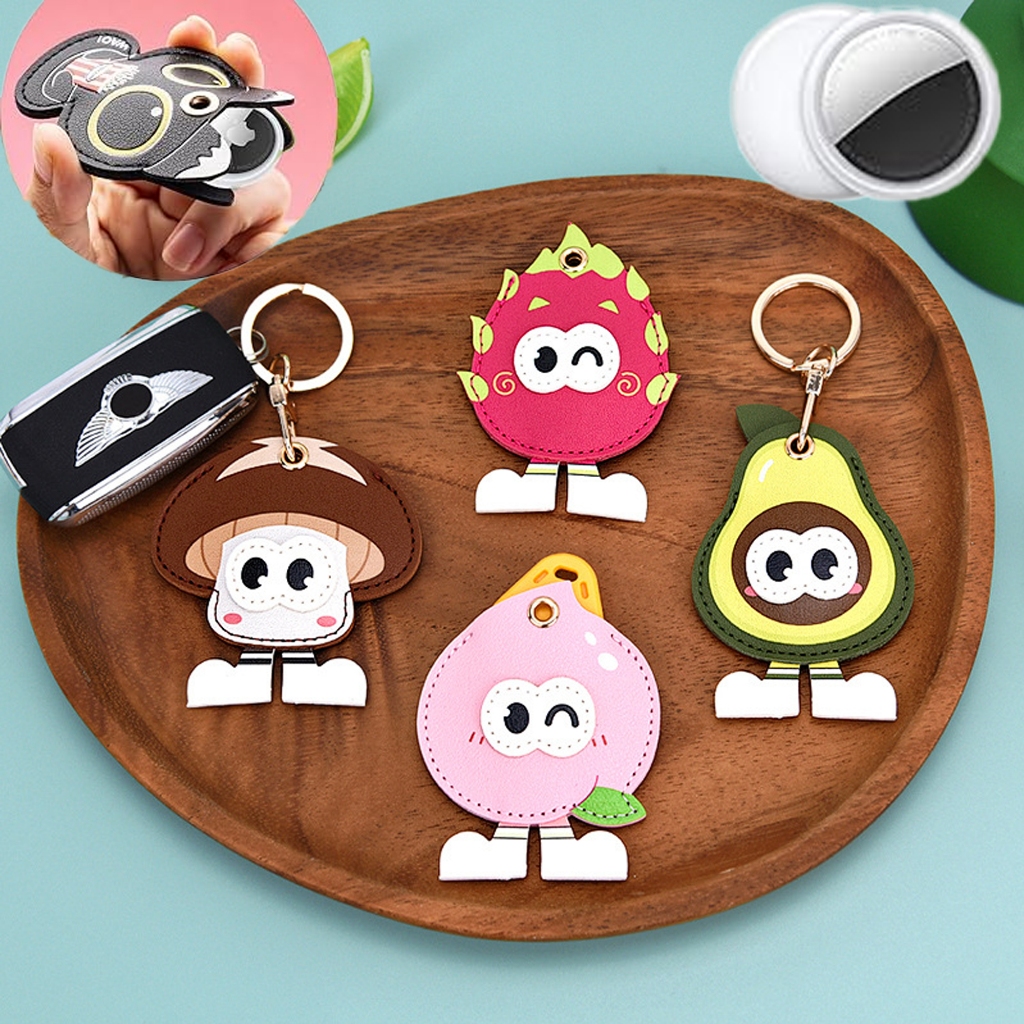 Leather Keychain Case Holder Compatible with AirTag, Anti-Scratch Air ...