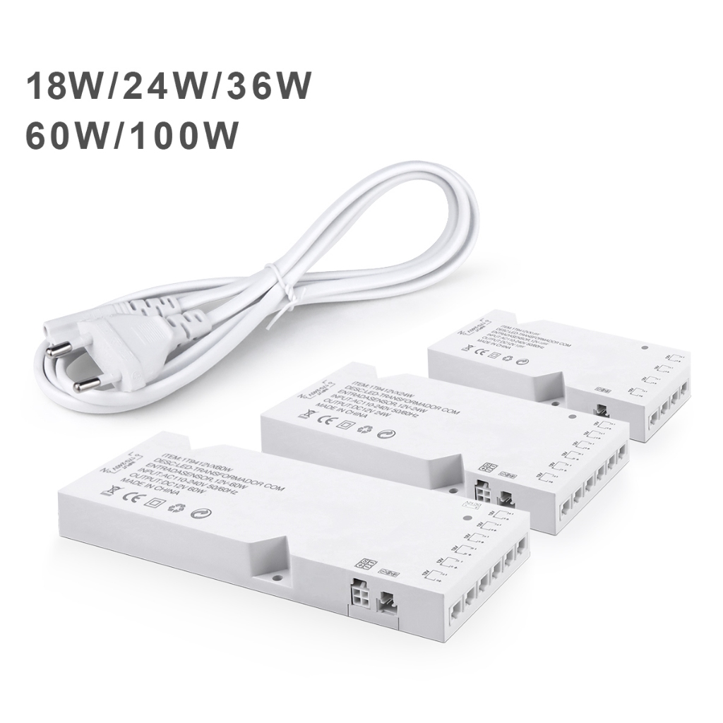 DC12V LED Lighting Transformer 18W 24W 36W 60W 100W Power Supply Adapter 4-6 Dupont Ports LED ...