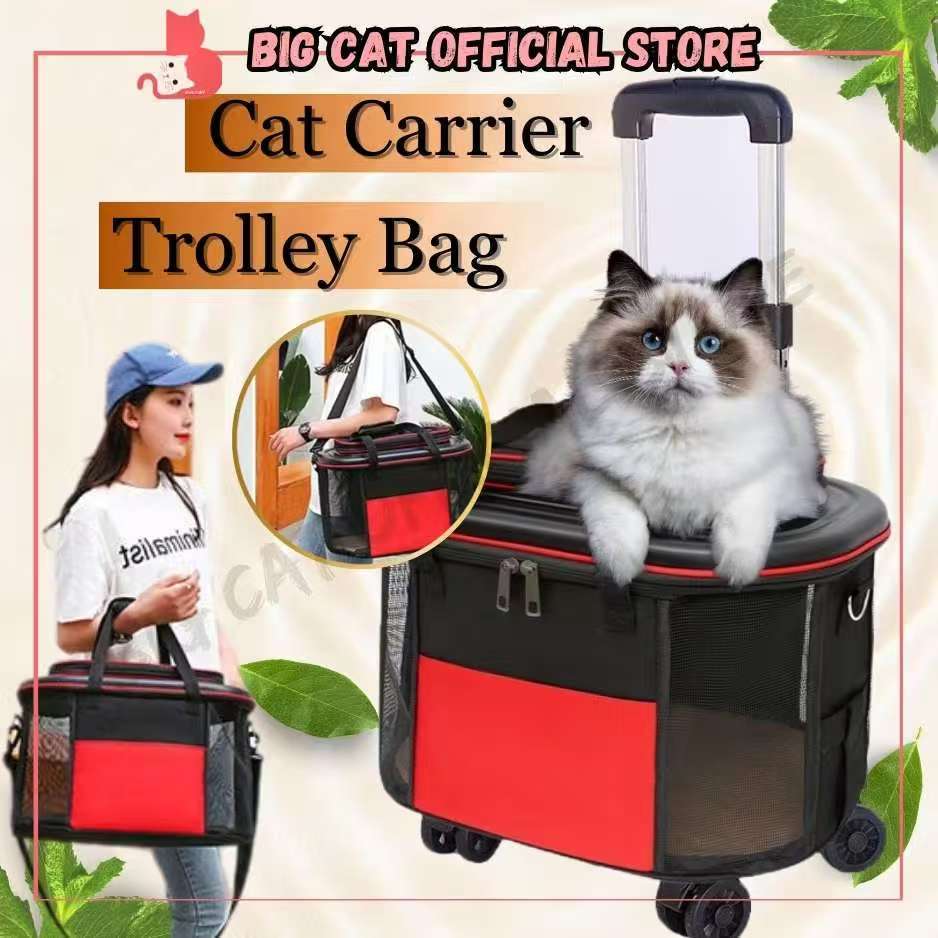 Pet trolley case foldable pet carrier Transparent Universal Wheel Large ...