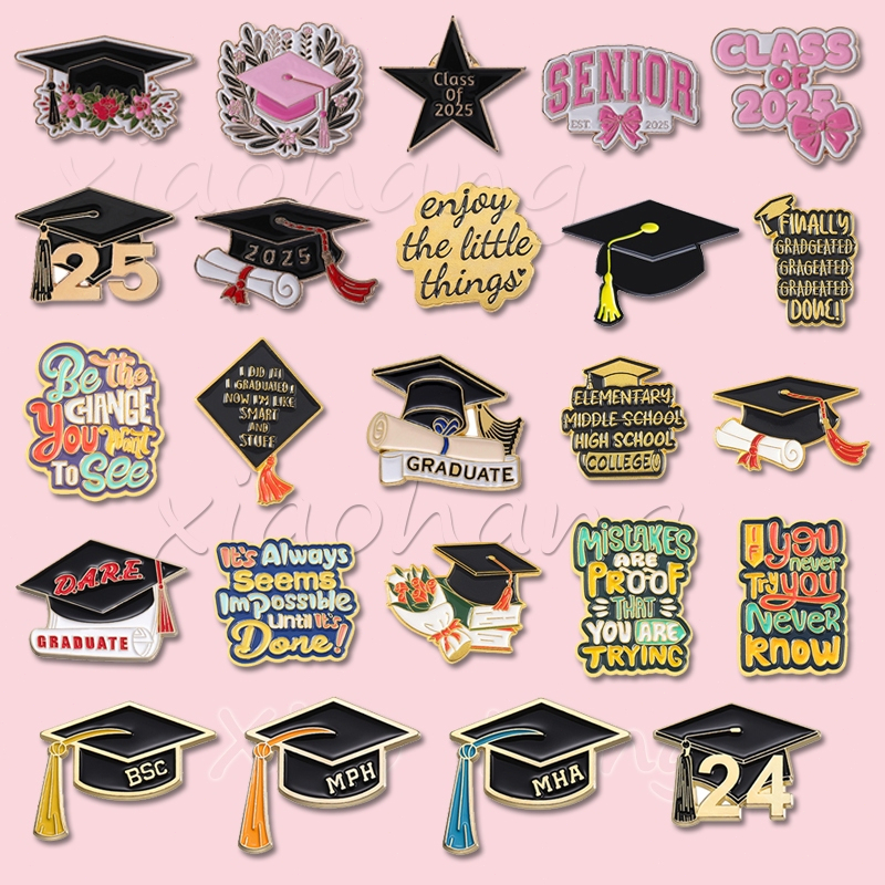 2025 College Graduate Enamel Pin Brooches Bachelor Hat Graduation ...
