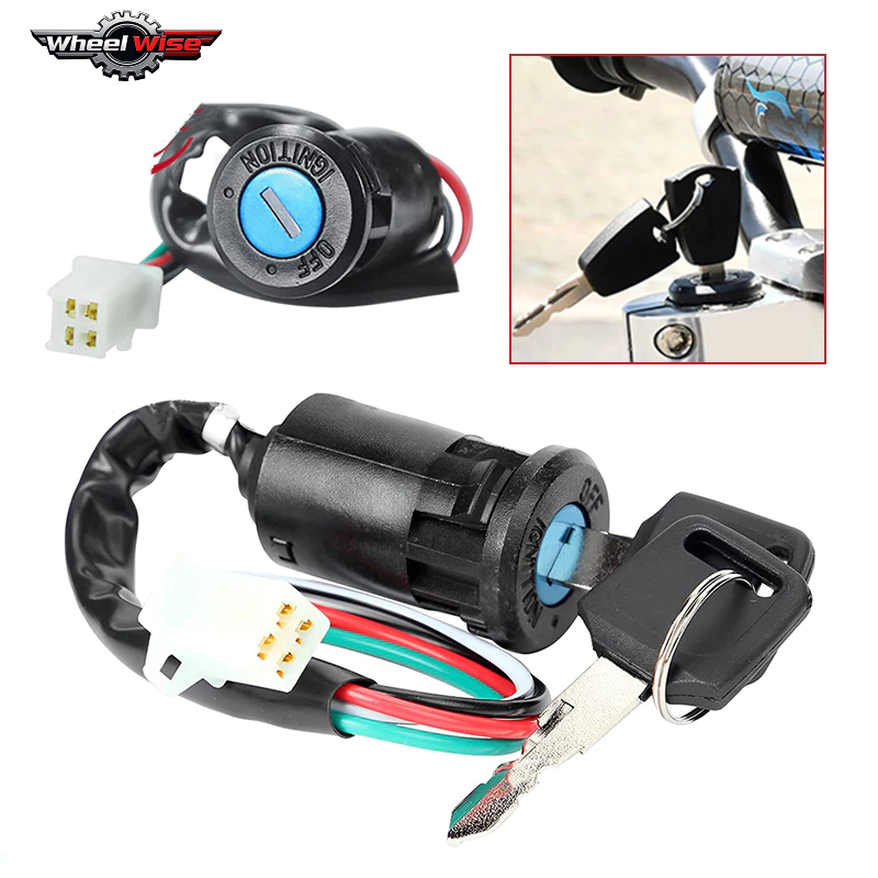 Universal Motorcycle Ignition Key Switch 4 Wires ATV 50-250cc Beach ...