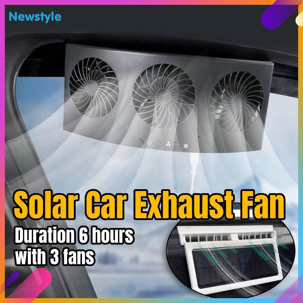 Car Cooling 3 Fans 2.4V Solar powered truck exhaust fan In car ...